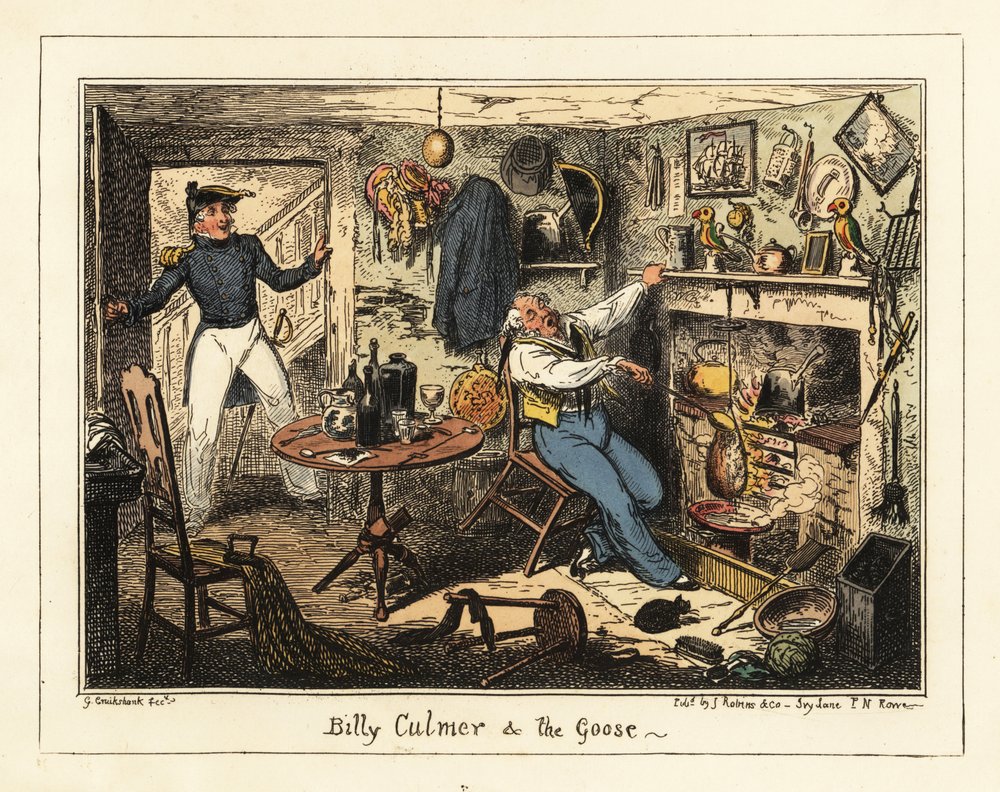A Naval Lieutenant Summons an Old Midshipman to Duty (lithograph)