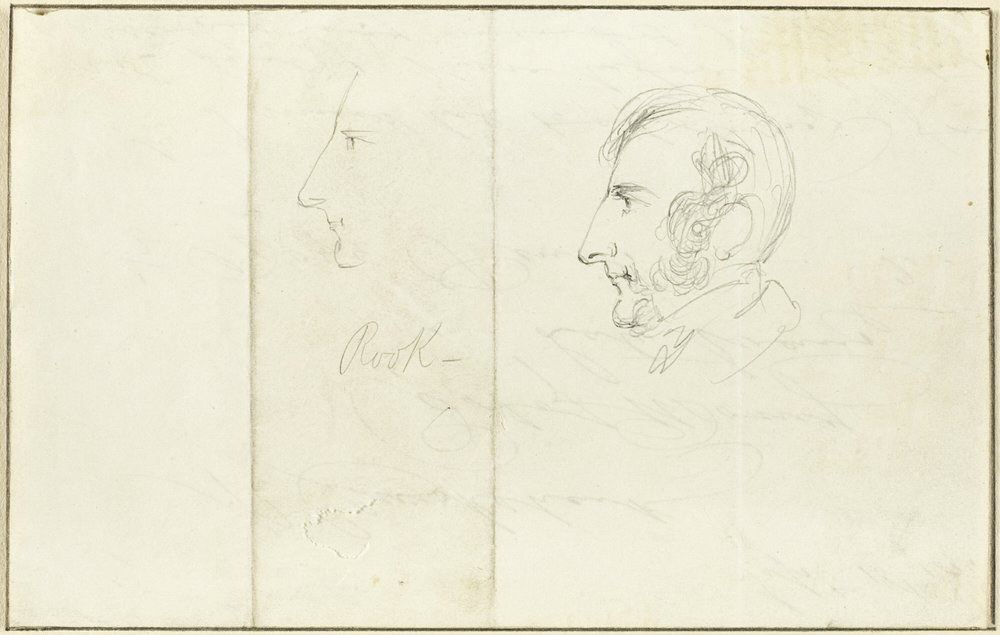 Two Self-Portraits in Profile by George Cruikshank