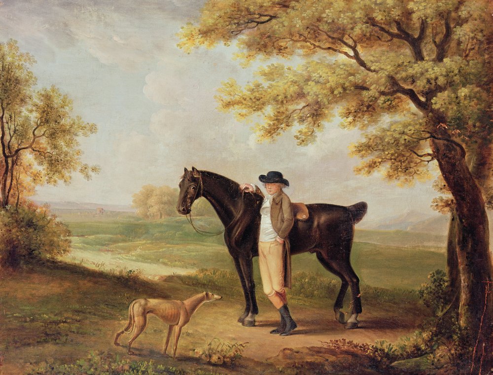 Horse, Rider and Whippet by George Garrard: Fine art print