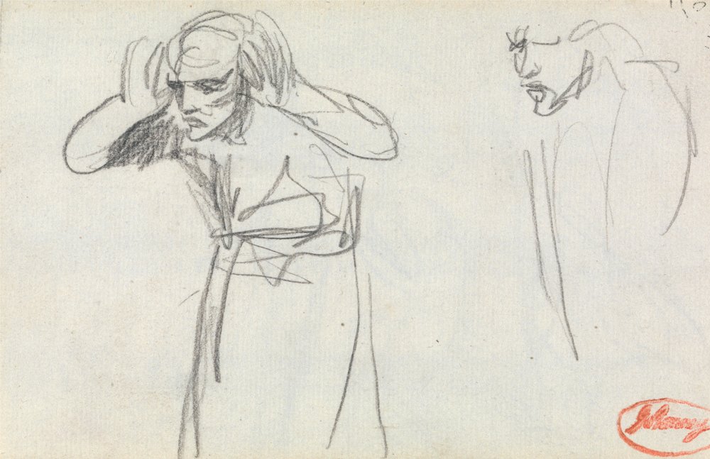 Figure with Hands to Ears by George Romney: Fine art print