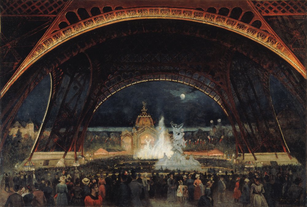Night Festival at the 1889 Universal Exposition, under the Eiffel Tower ...