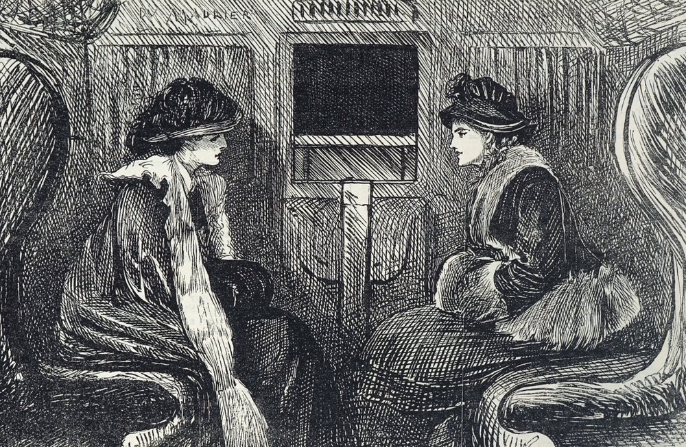 Cartoon depicting passengers on the London Underground