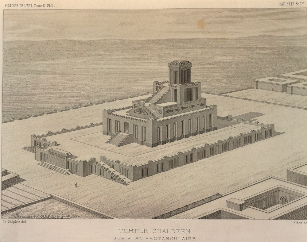 Reconstruction of a Chaldean Temple. Engraving from Georges Perrot and ...