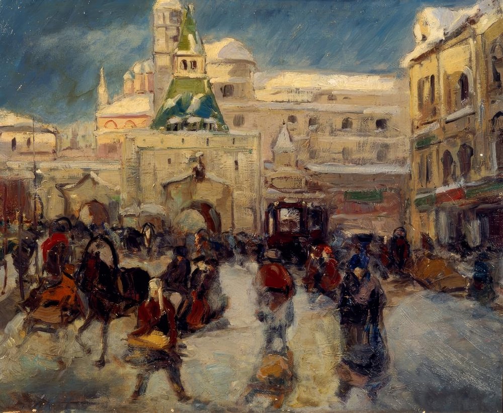 Ilyinsky Square with the Ilyinsky Gate in Moscow