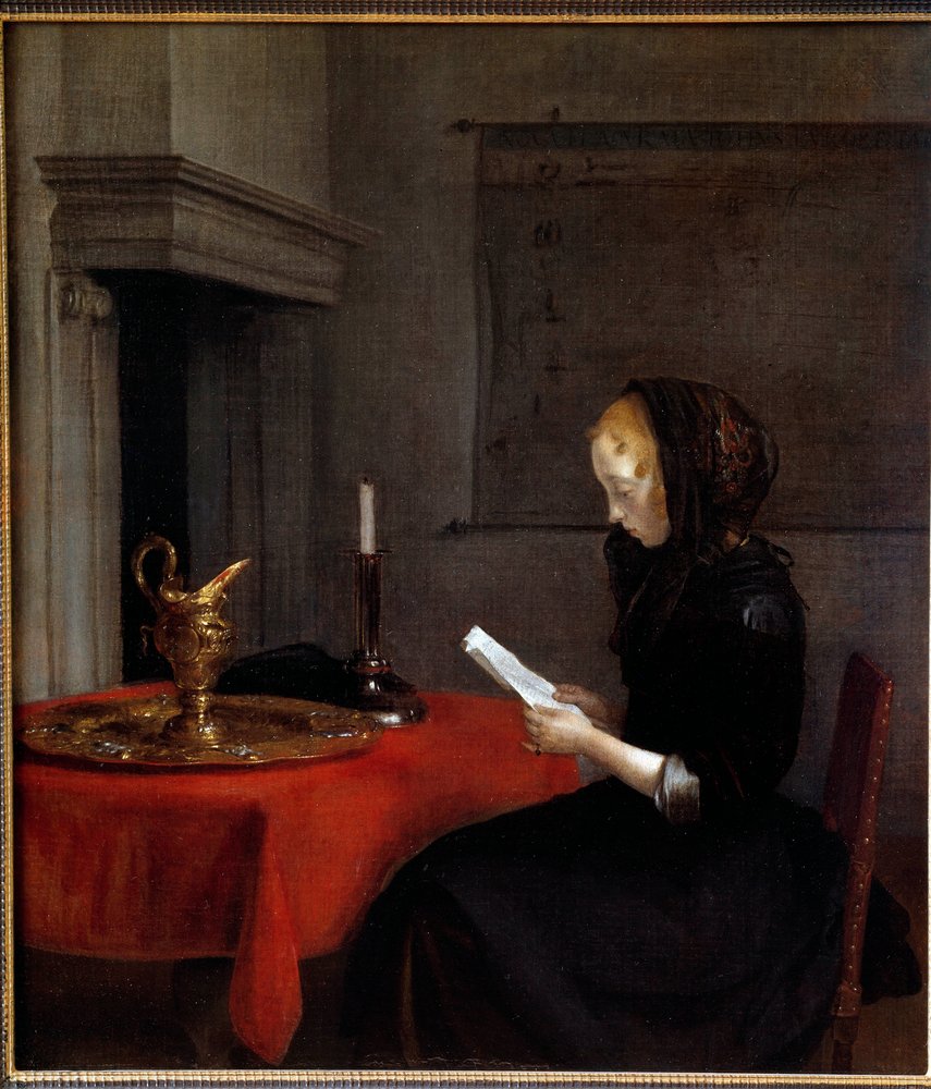 Woman Reading a Letter by Gerard ter Borch: Fine art print