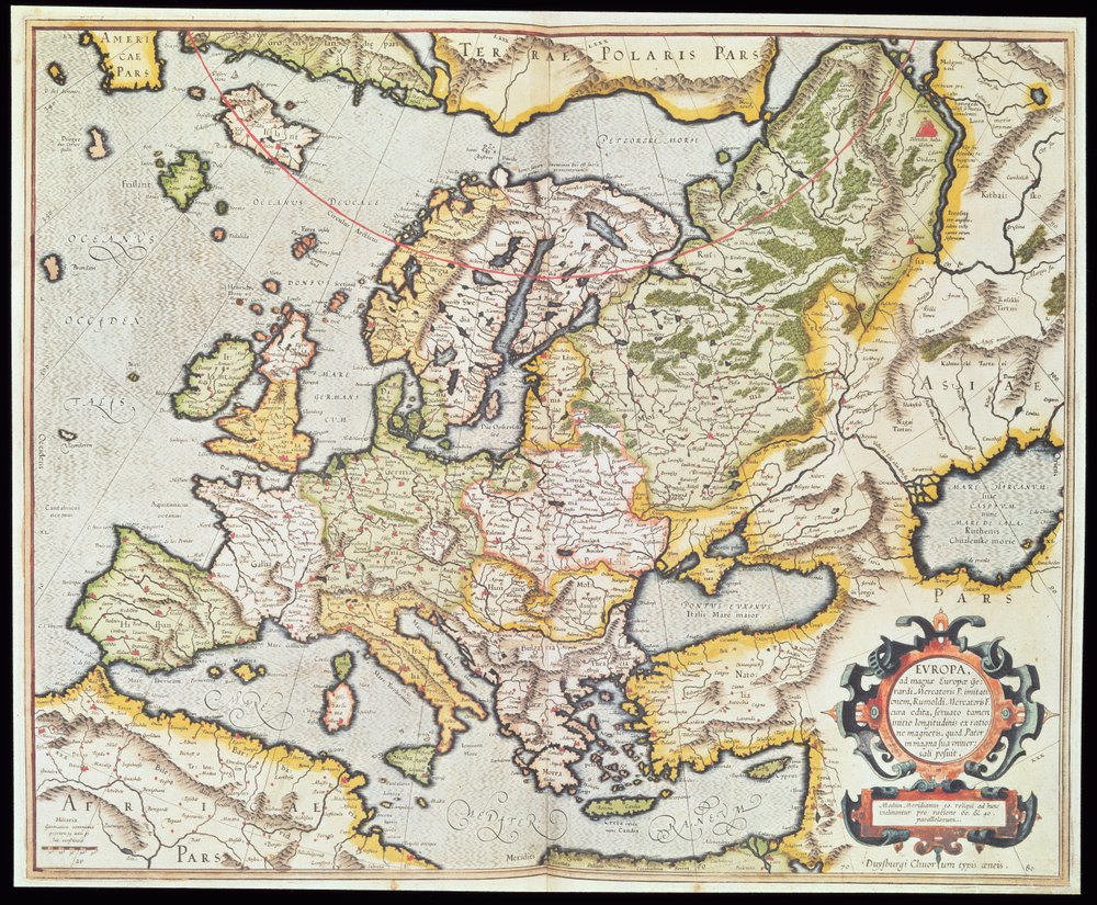 Map of Europe, c.1554 by Gerardus Mercator: Fine art print