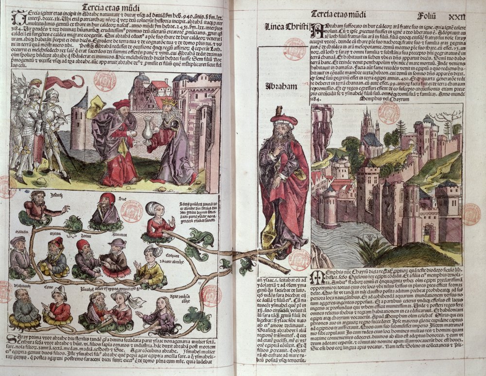 Abraham and his Descendants, from the Nuremberg Chronicle by Hartmann ...