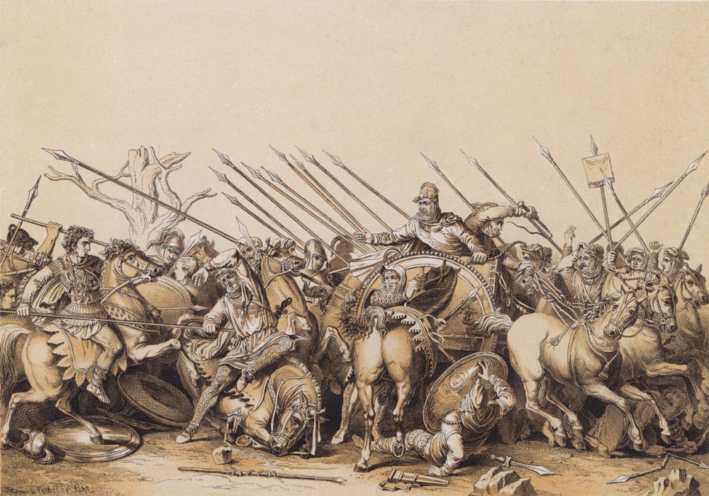 Alexander the Great and His Army in Battle by German School