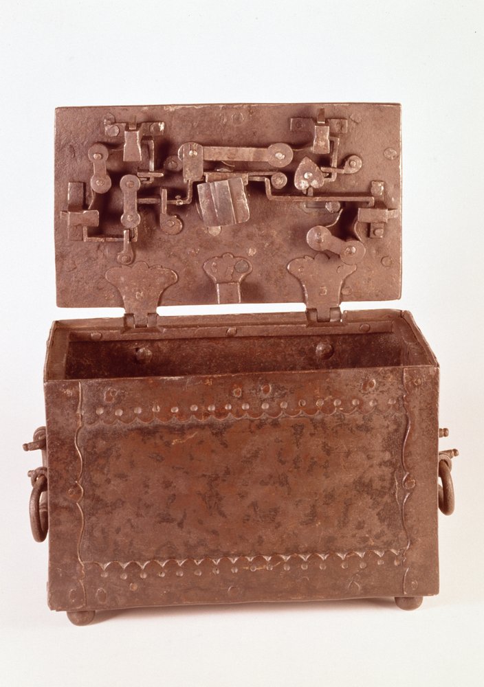 Casket showing complex locking system by German School
