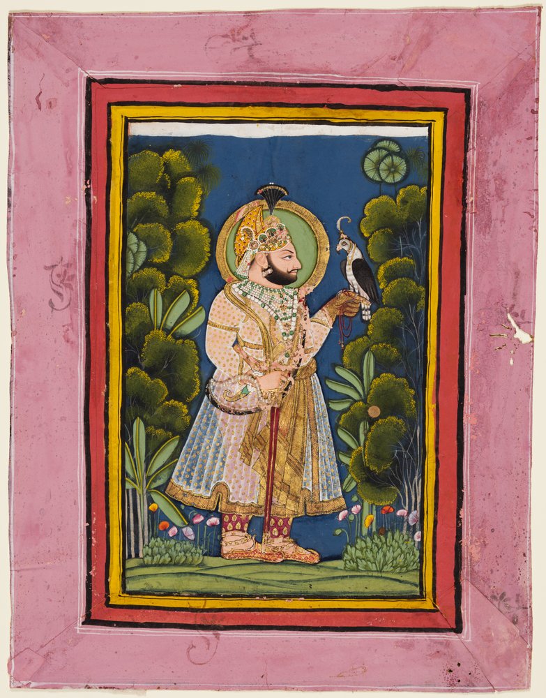 Maharana Jawan Singh in a Forest Holding a Hawk by Ghasi