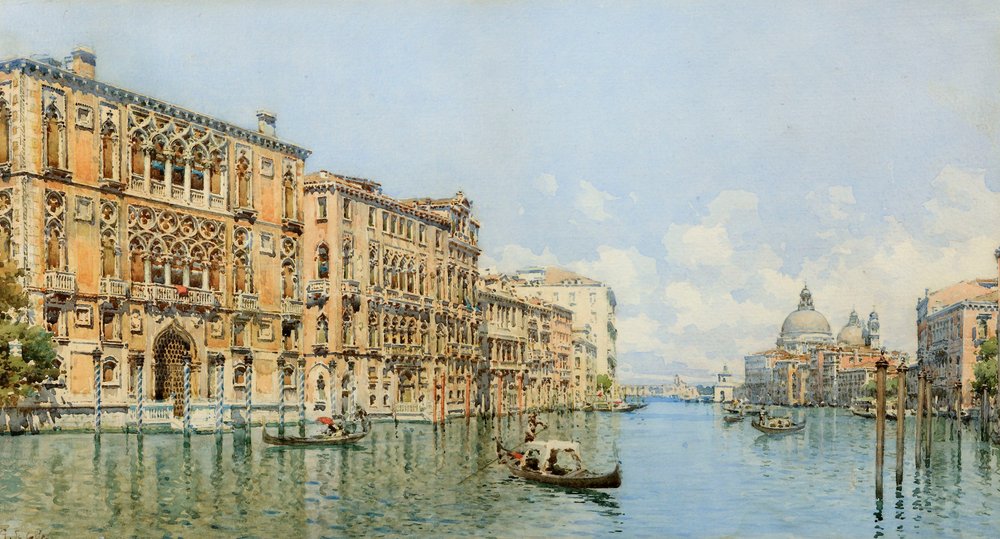A View of the Grand Canal with Palazzo Cavalli-Franchetti and Santa ...