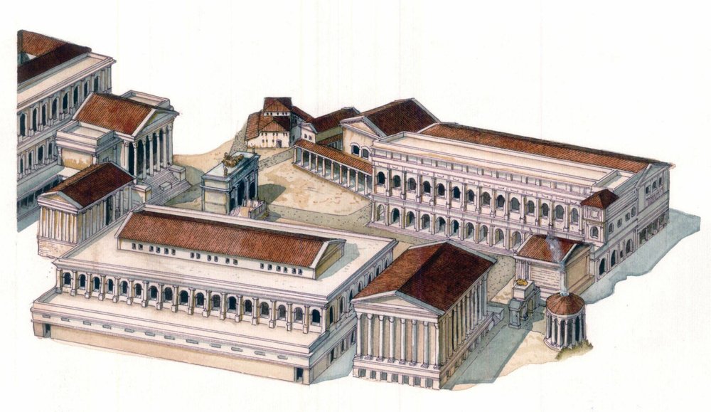 Roman antiquity: reconstruction of the Roman forum during the time of ...