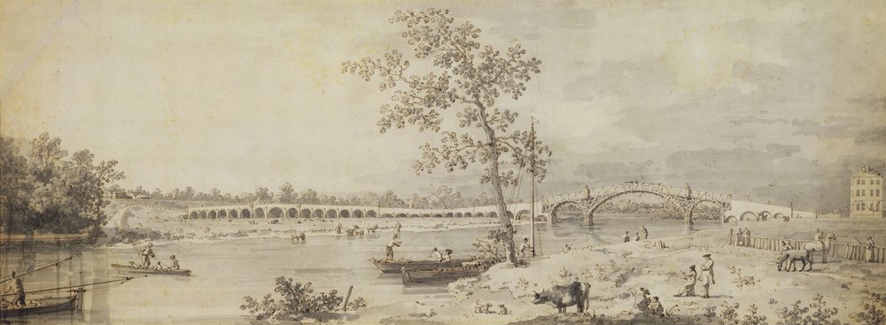 Old Walton Bridge seen from the Middlesex Shore, 1755