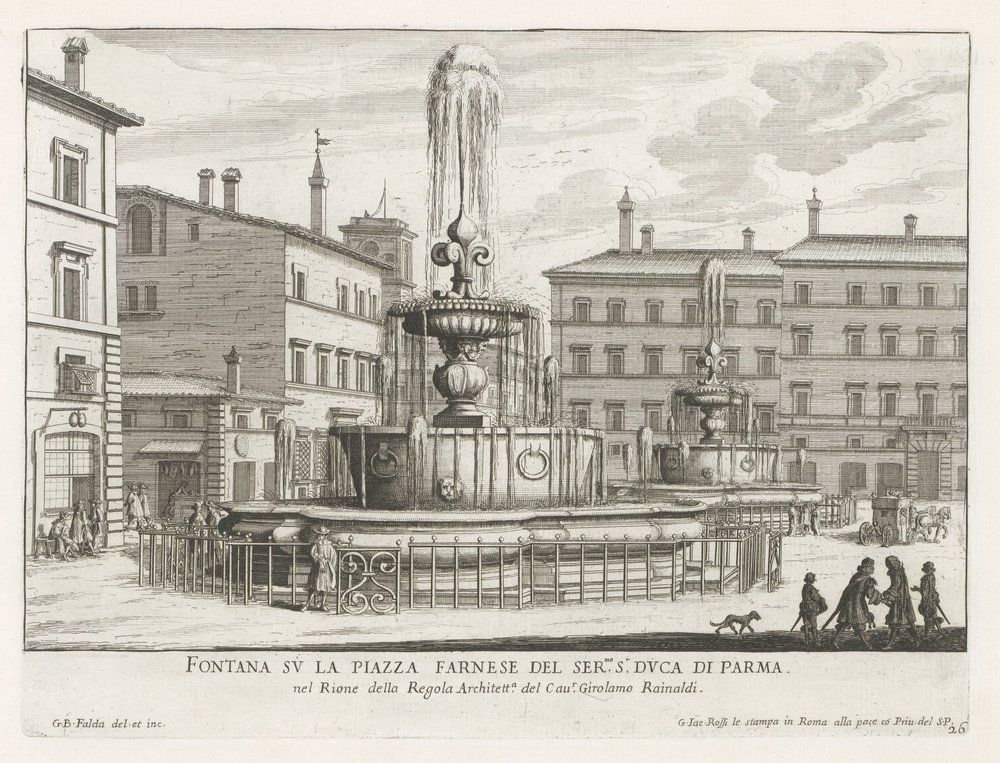 Fountains on Piazza Farnese in Rome