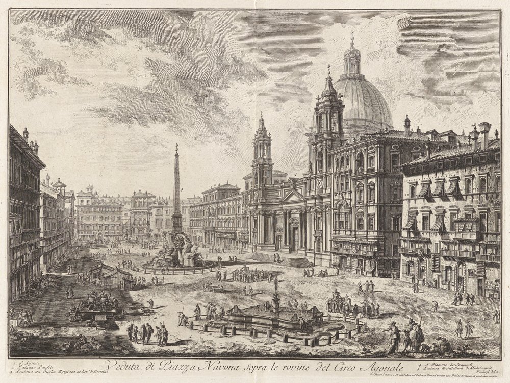 View of the Piazza Navona Above the Ruins of the Circus of Domitian ...