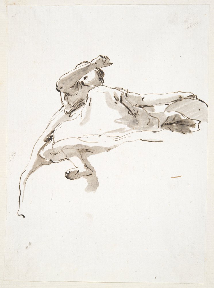 Reclining Female Figure, Left Hand Resting on Globe, Right Arm Raised ...
