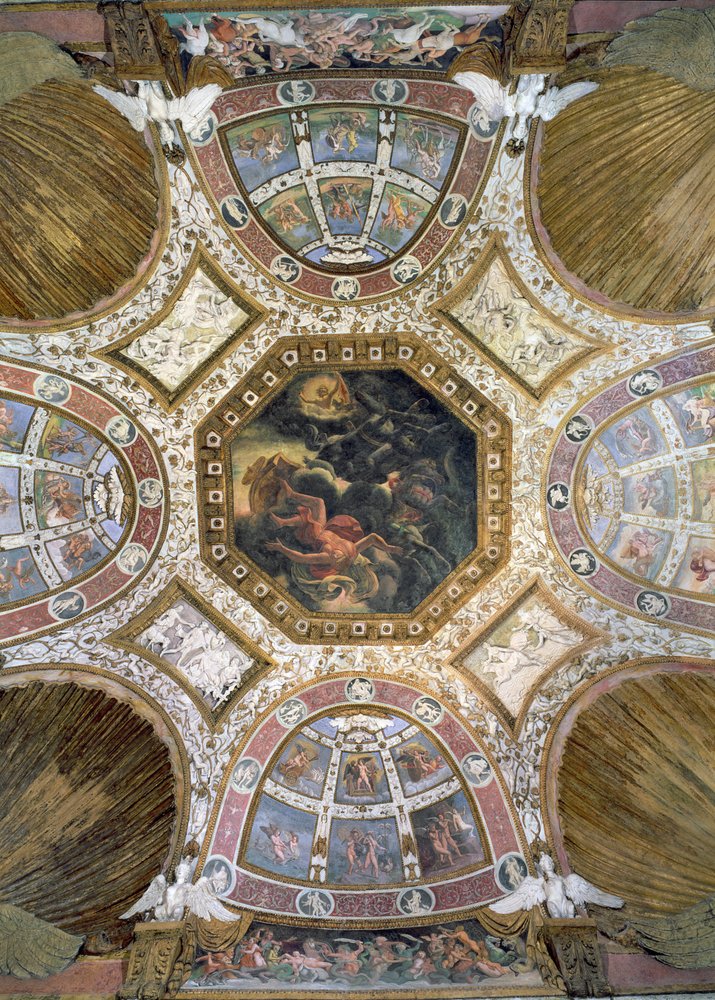 Camera delle Aquile, ceiling with the Fall of Icarus in the central ...