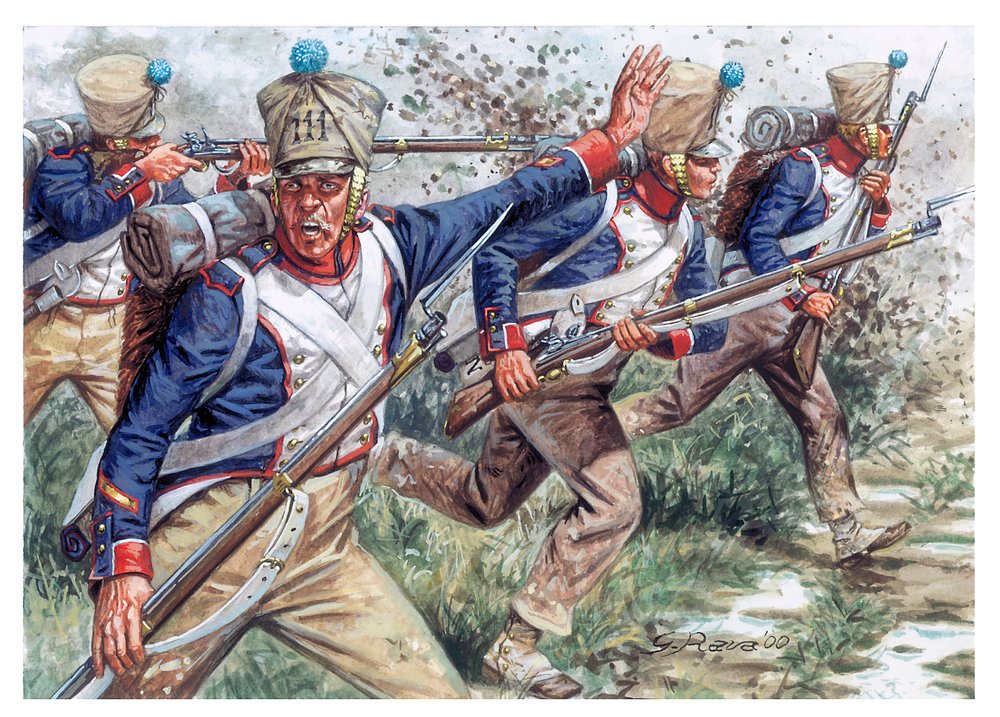 Soldiers of the 111st Line Infantry Regiment (Illustration by Giuseppe Rava)