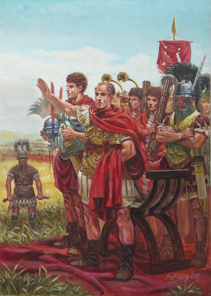 Julius Caesar Salutes His Victorious Army by Giuseppe Rava