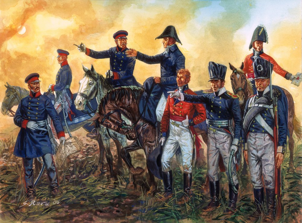Arthur Wellesley, Duke of Wellington, and Gebhard Leberecht von Blucher ...