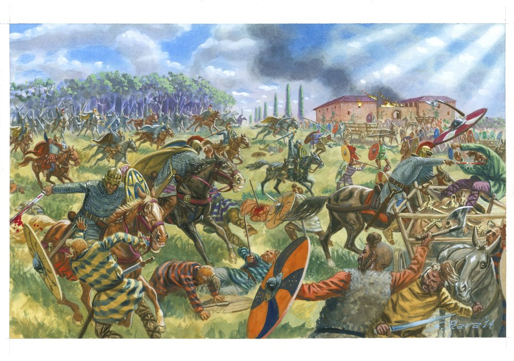 Roman Cavalry Fights the Frankish Army by Giuseppe Rava