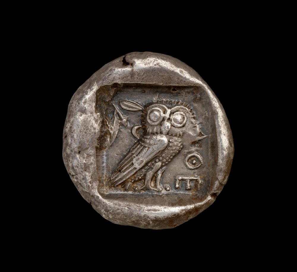 Athena Coin, view of the reverse depicting the Owl of Athens, c.440 BC