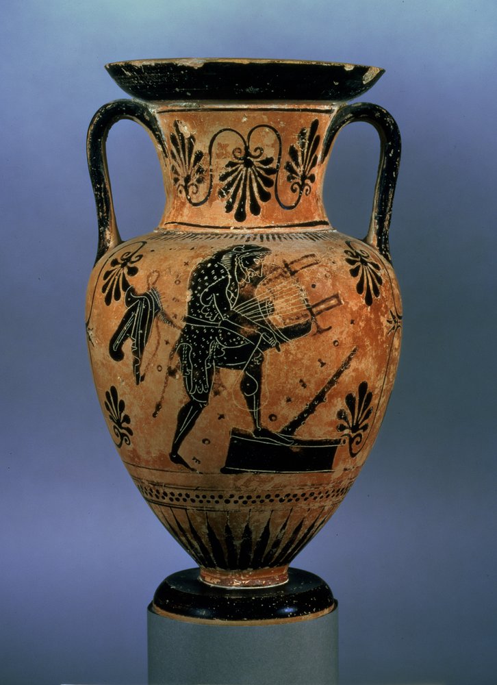 Attic Black-Figure Amphora Depicting Orpheus Playing the Lyre