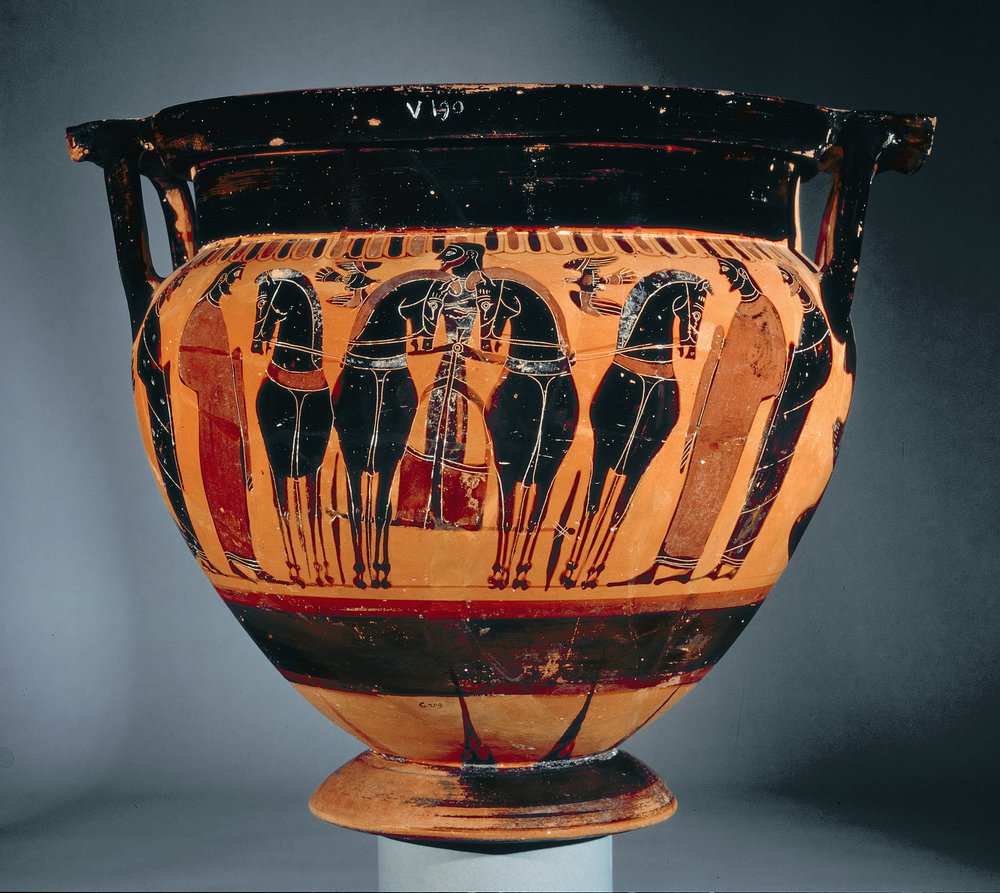 Attic Black-Figure Column Krater Depicting a Chariot