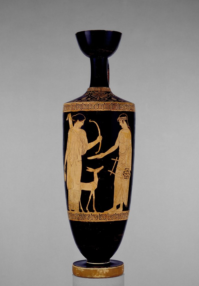 Attic Red-Figure Lekythos Decorated with Apollo and Artemis with a Deer ...