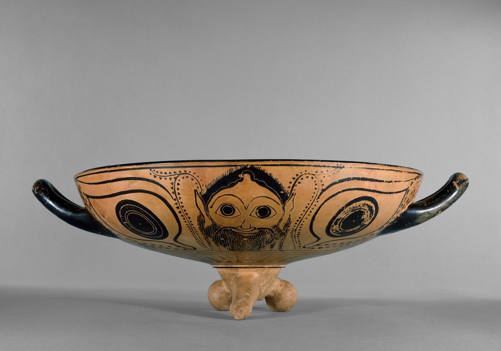 Attic black-figure cup decorated with a Gorgon's-head tondo surrounded ...