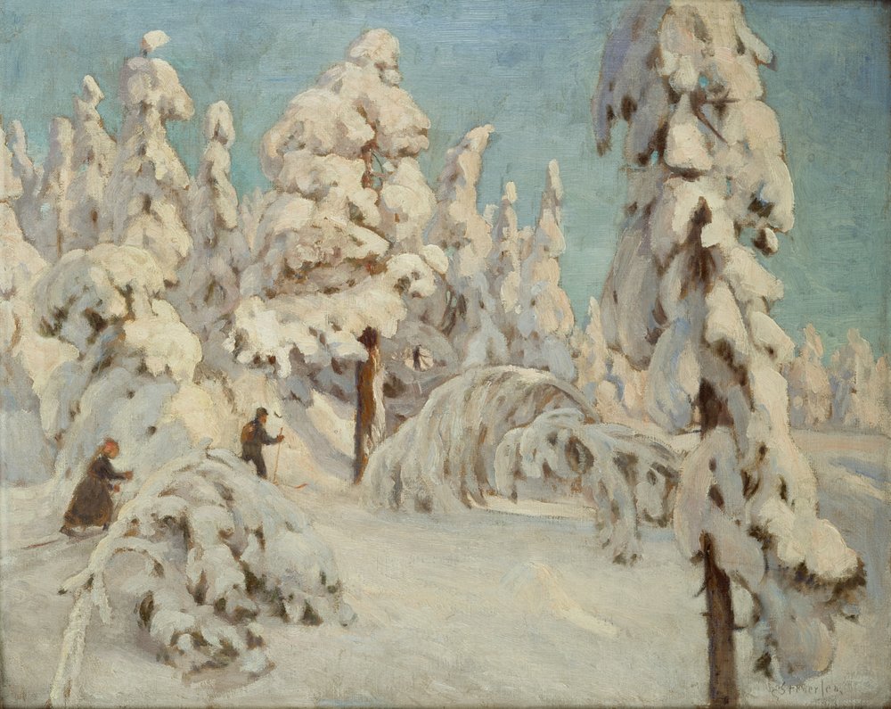 Skiers by Gudmund Stenersen: High-quality fine art print