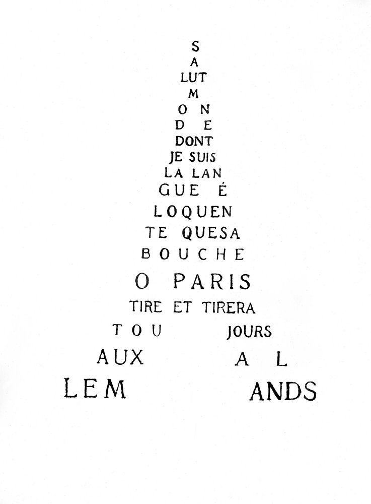Calligram of the Eiffel Tower by Guillaume Apollinaire