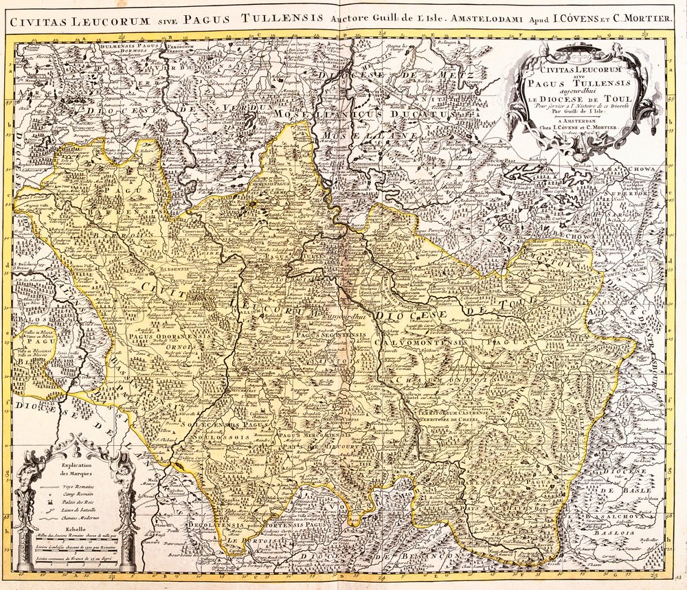 Map of the Diocese of Toul (Lorraine, France) (etching)