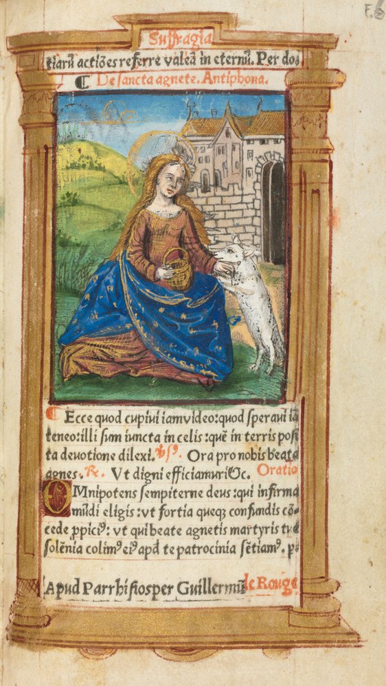 Printed Book of Hours Use of Rome: fol. 112r, St. Agnes