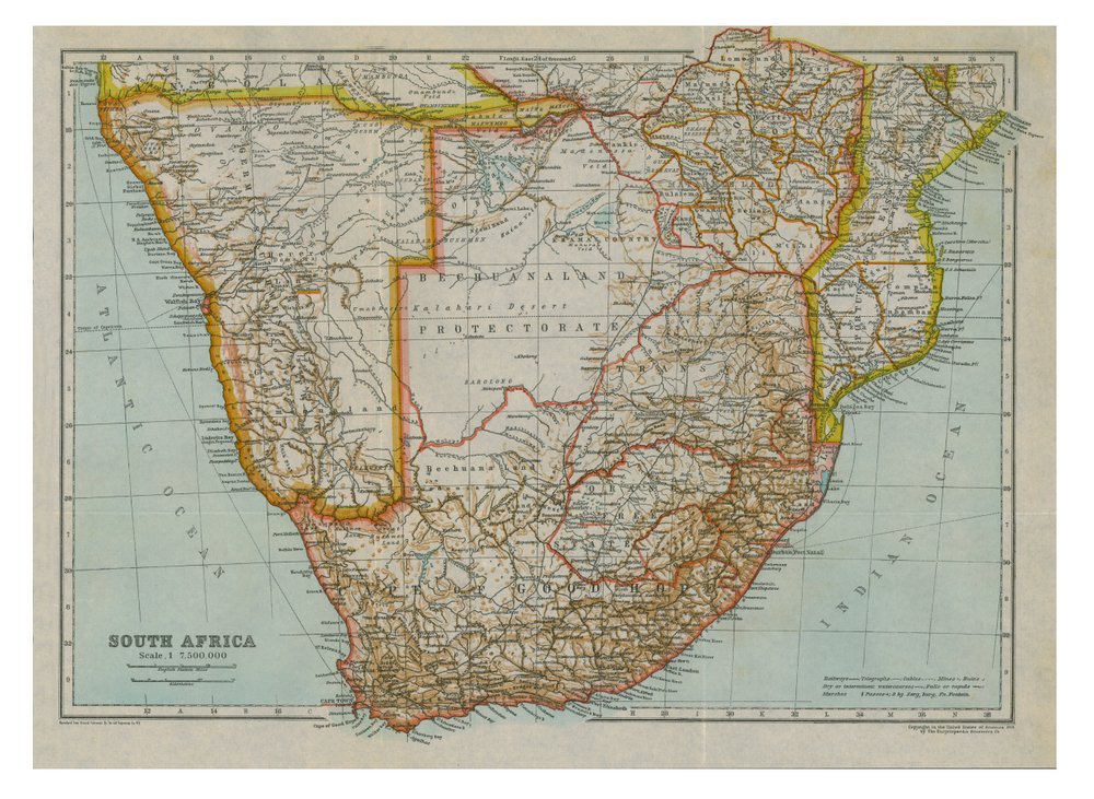 Map of South Southern Africa by Gull Engraving Company