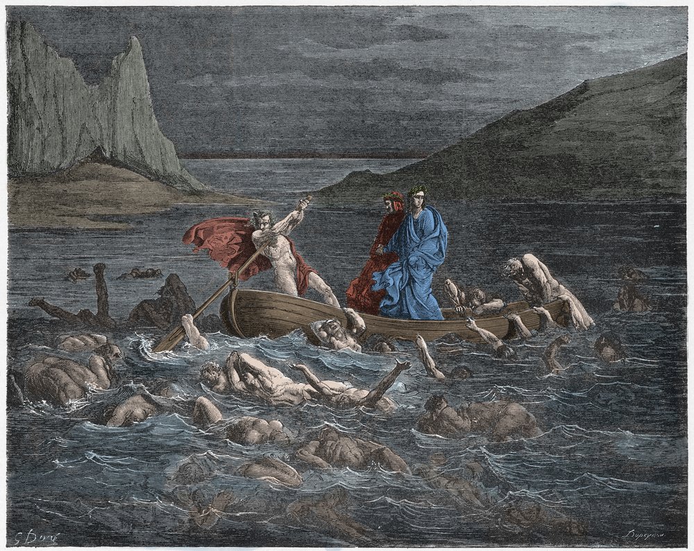 Inferno, Canto 8: Phlegyas ferries Dante and Virgil across the Styx ...