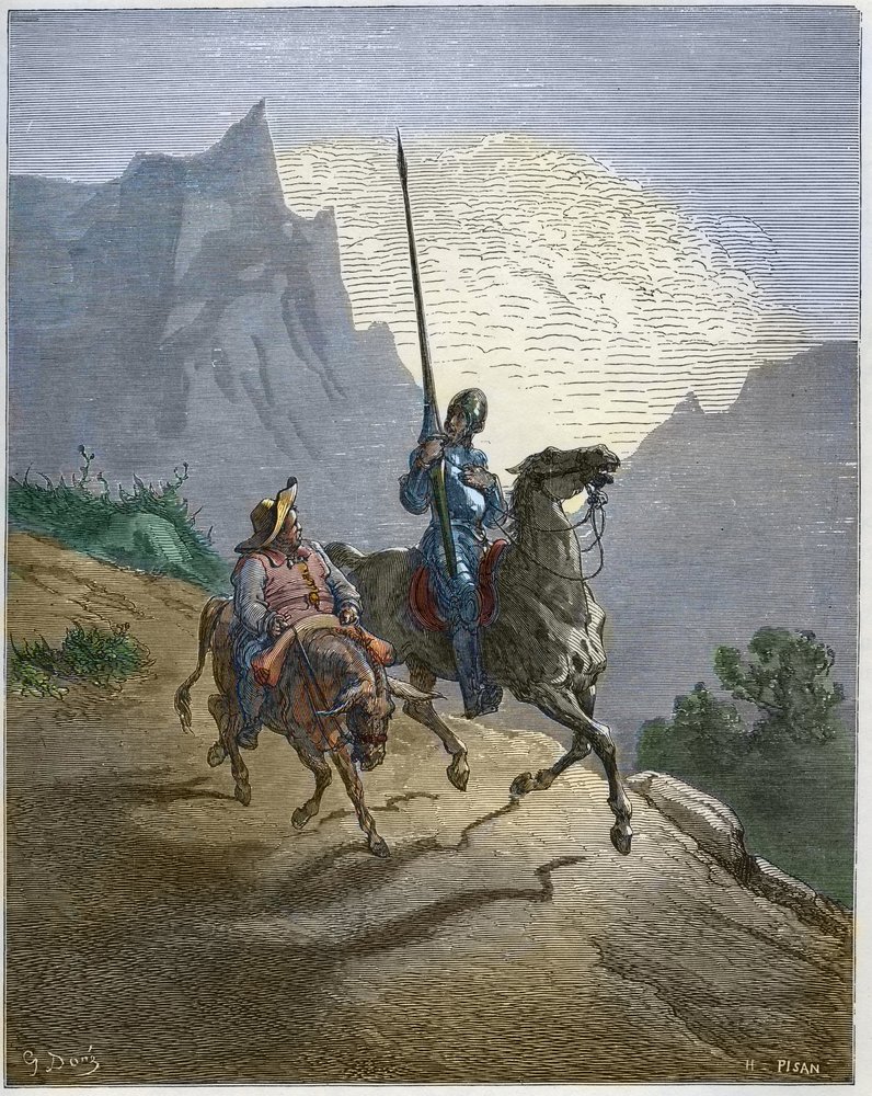 Don Quixote with Sancho Panza - Don Quixote de la Mancha by Miguel ...