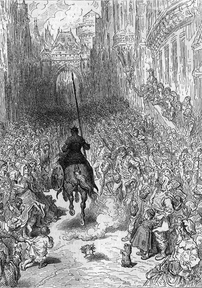 Drawing by Gustave Dore for the poem 'Furious Roland' (Orlando furioso ...