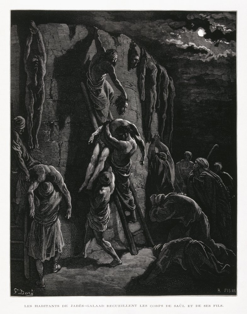 Jabesh-Gileadites Recover the Bodies of Saul and His Sons, Illustration ...