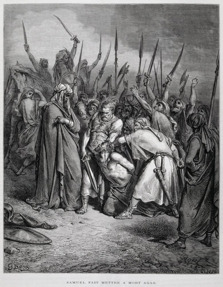 Samuel kills Agag, Illustration from the Dore Bible