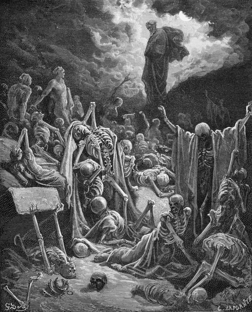 The Vision of the Valley of Dry Bones, Ezekiel 37:1-2, Illustration ...