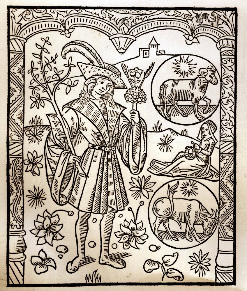 Shepherd's calendar - The Labours of the Months - April - Woodcut from ...