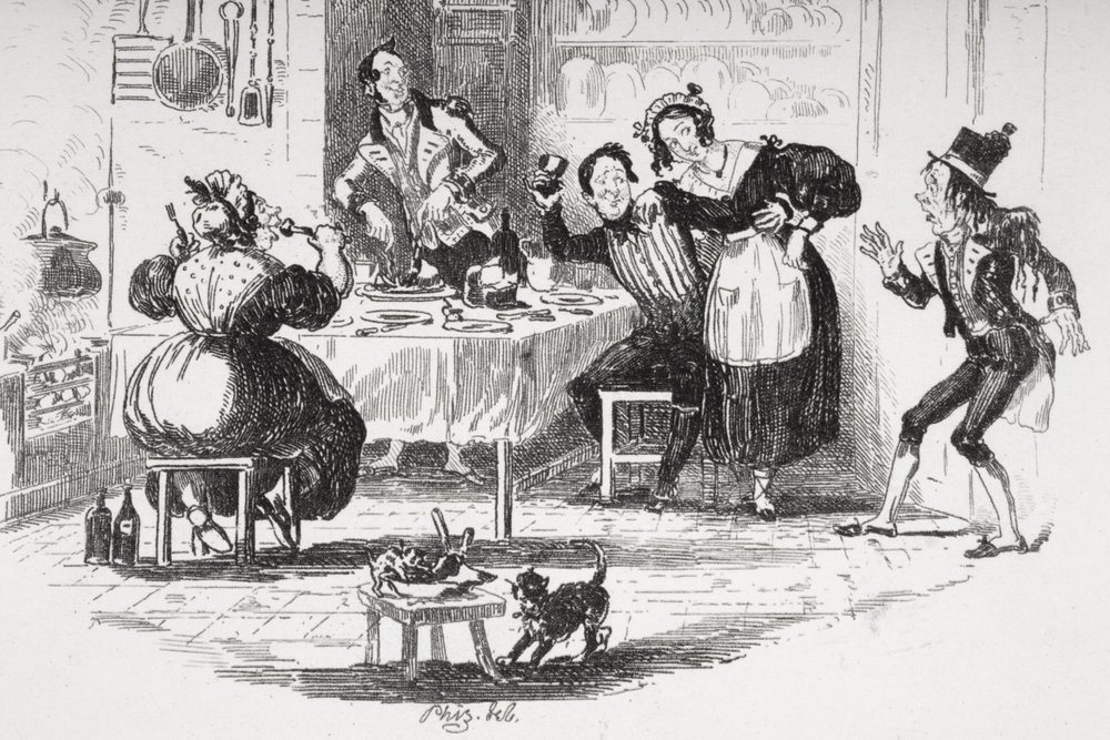 Job Trotter Encounters Sam in Mr. Muzzle's Kitchen, illustration from ...