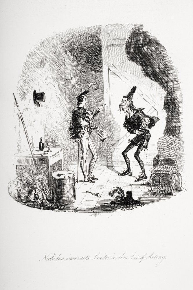 Nicholas instructs Smike in the art of acting, illustration from ...