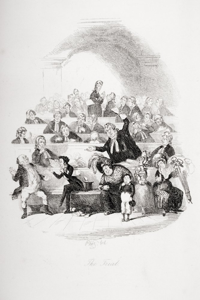 The Trial, illustration from 'The Pickwick Papers' by Charles Dickens