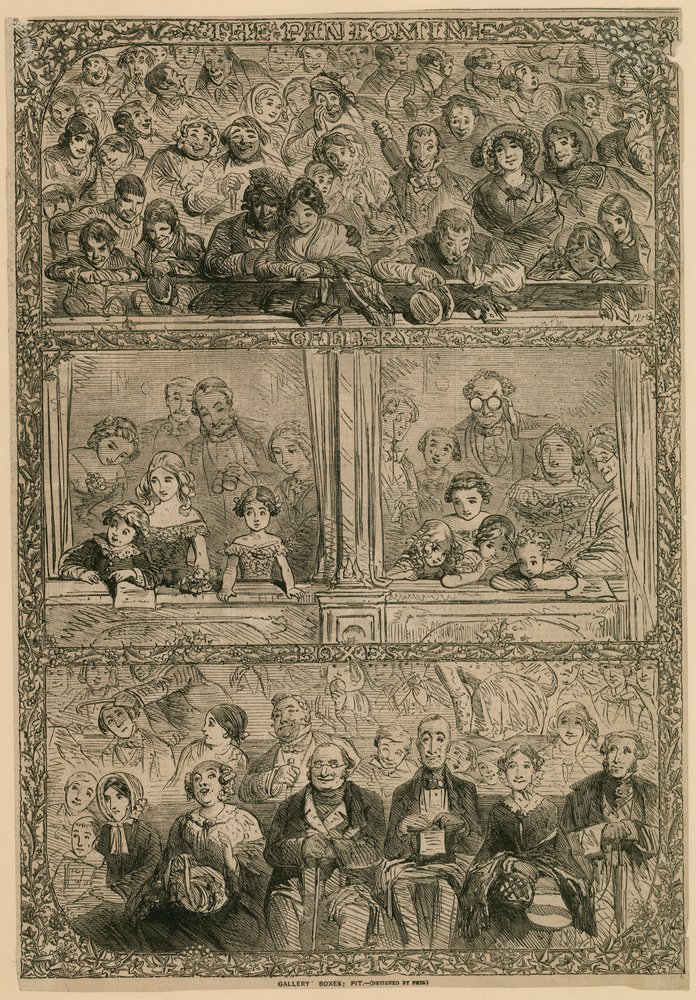 The Pantomime: Gallery, Boxes, Pit (engraving)