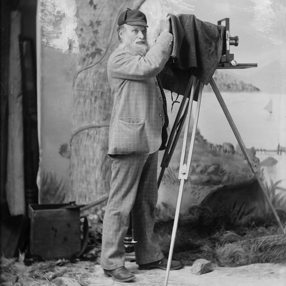 Photographer Richard Maynard with Field Camera on Tripod Inside Hannah ...