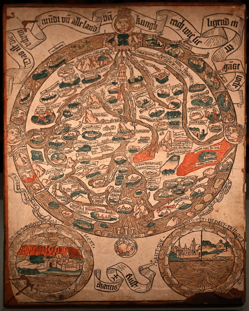 XV century map, in the center Jerusalem by Hanns Rust