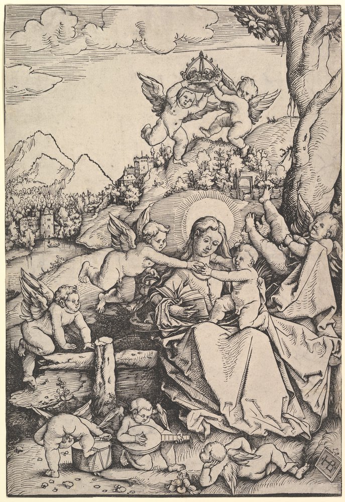 The Virgin and Child with Eight Angels in a Landscape