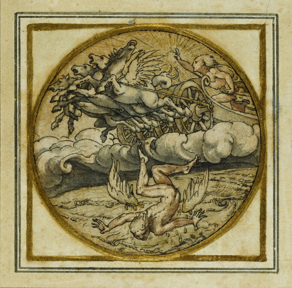 The Fall of Icarus - Design for a pendant or hat badge